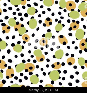 Abstract hand drown polka dots background. White dotted seamless ...