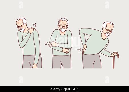 Unhealthy old man suffer from health problems. Unwell mature ...