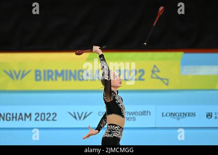 BIRMINGHAM, UK. AUG 5TH Marfa Ekimova of England with the ribbon and ...