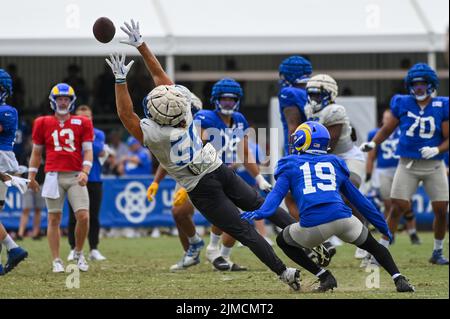 Los Angeles Rams linebacker Christian Rozeboom runs a route during the ...
