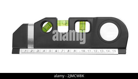 Black building level, balance ruler isolated on a white background ...