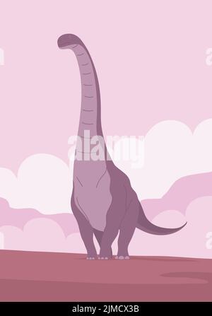 Big alamosaurus with a long neck and tail. Herbivorous dinosaur of the ...