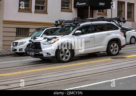 Zoox Toyota SUV, autonomous driving test vehicle, downtown, San ...