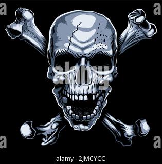 Cross Bones Skull Icon Vector Outline Illustration Stock Vector Image ...