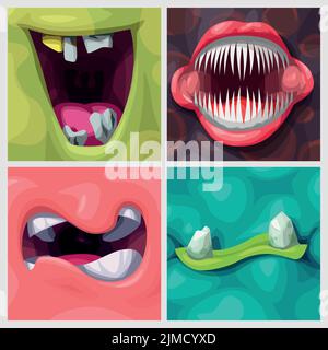 cartoon various colorful monster mouths in set Stock Vector Image & Art - Alamy