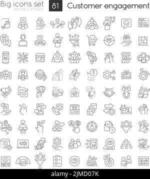 Audience Engagement line icons collection. Interaction, Participation, Emotion, Interest ...