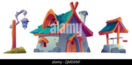Fantastic fantasy dwarf house village art vector Stock Vector Image ...