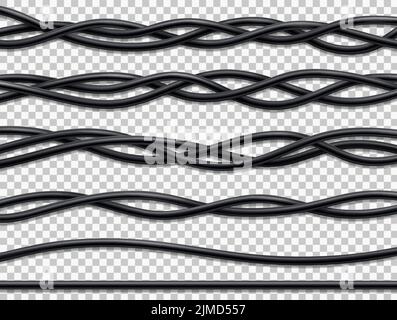 Realistic electric power coaxial cables with copper wire. 3d ...