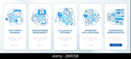 Learning management system features blue onboarding mobile app screen ...