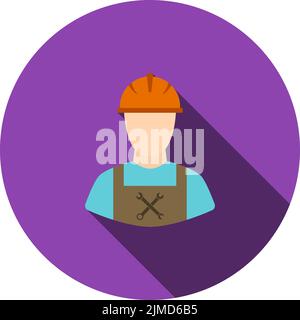 Labor Day Icon. Flat Circle Stencil Design With Long Shadow. Vector ...