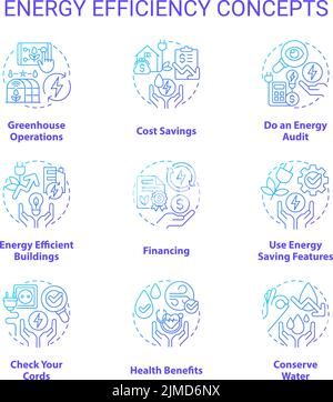 Energy efficiency and conservation blue gradient onboarding mobile app ...