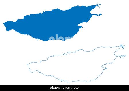 Lake Issyk-Kul (Kyrgyzstan, Kyrgyz Republic) map vector illustration ...