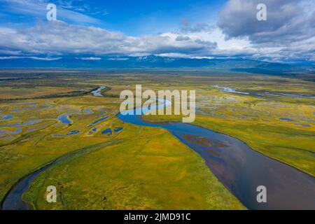 Kamchatka. green landscape Avacha river aerial photography Stock Photo ...