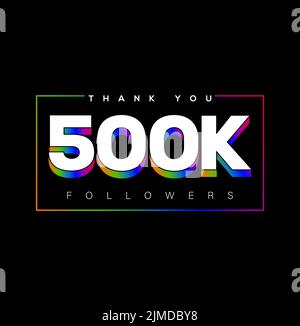Thank you 500K followers social media greetings. Set of 3D emoticons ...