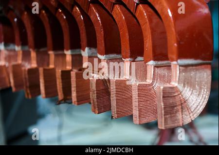 Copper bus elements of stator winding of electric motor Stock Photo - Alamy