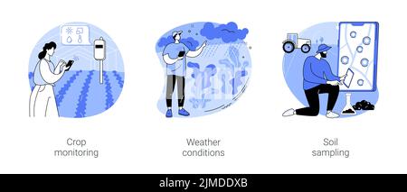 Sensors use in agriculture isolated cartoon vector illustrations set ...