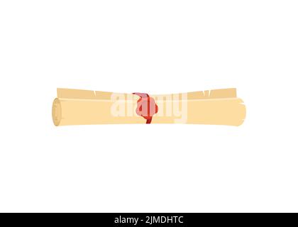 Vector papyrus scroll tied with string. Ancient parchment paper roll ...