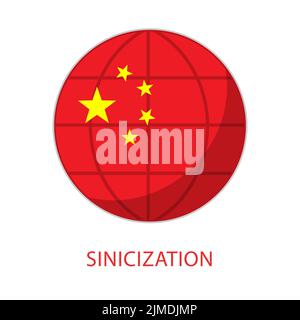 Map of the China in the colors of the flag with administrative divisions vector Stock Vector ...