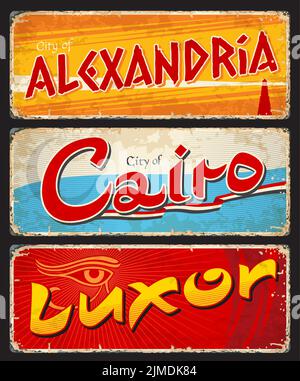 Luxor egyptian travel plate, retro tin sign, tourist destination ...