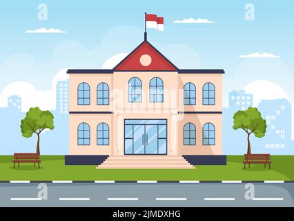 Politician or Government Building Cartoon Hand Drawn Illustration as a ...
