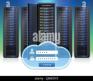 Computer server black adjustable framework racks with cloud shaped ...