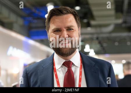 Dallas, TX - August 5, 2022: JD Vance speaks on stage during CPAC Texas ...