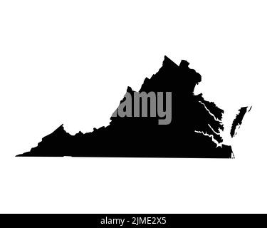 virginia VA state shape map outline simplified with usa american flag ...
