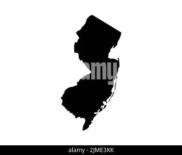 new jersey NJ state shape with usa american flag in map shape black and ...