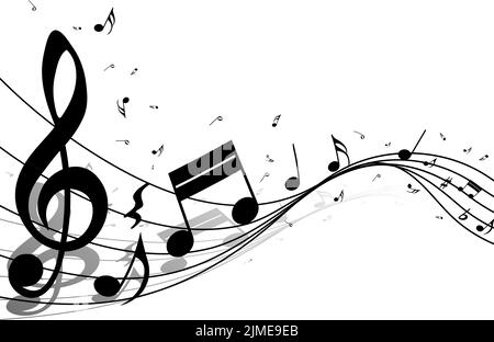 Musical notes with shadow.Abstract musical background. Musical notation ...