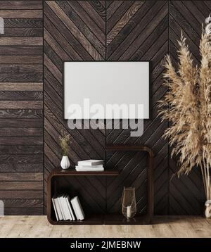Books with picture frame on wooden table Stock Photo - Alamy