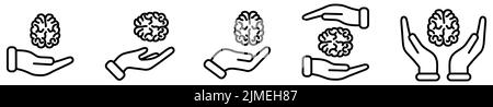 hands with brain organ isolated icon vector illustration design Stock ...