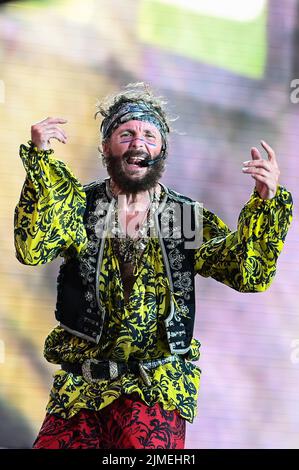 Jovanotti performing on stage during the Italian singer Music Concert ...