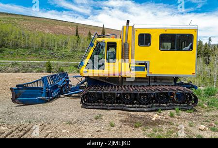 The cab of a bombardier Plus MP Snowcat parked at the Pomerelle ...