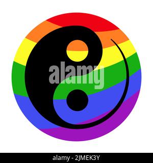 Rainbow colored yin yang symbol, depicting inner peace and in society ...