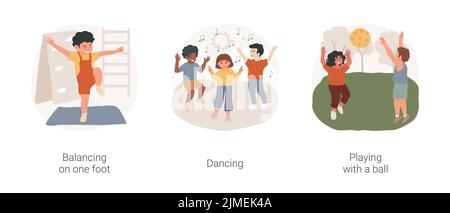 Balancing on one foot isolated cartoon vector illustration. Improve ...