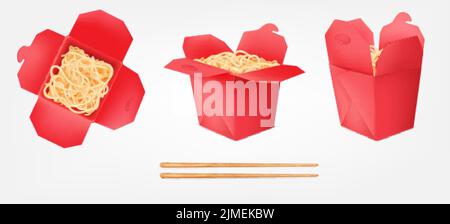 Cartoon takeaway boxes. Takeout bag disposables food box, take away ...