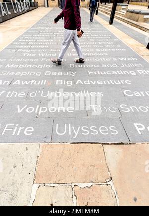 A close-up view of paving with engraved names of various famous ...