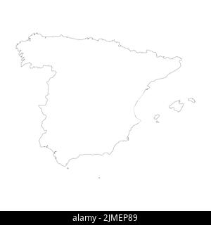 Spain - solid black outline border map of country area. Simple flat ...