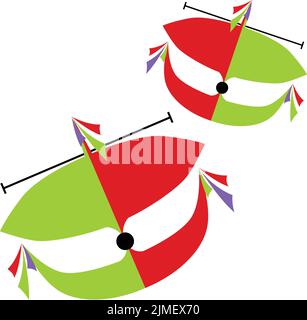 A vector illustration of Malaysian Wau Bulan kites in yellow and black ...