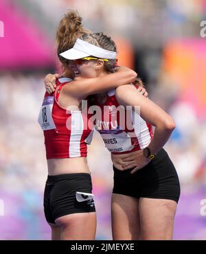 Heather Lewis and Bethan Davies of Wales competing in the women’s 10 ...