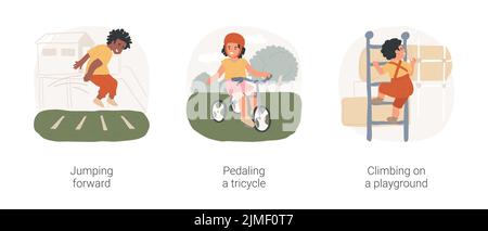 Pedaling a tricycle isolated cartoon vector illustration. Child riding ...