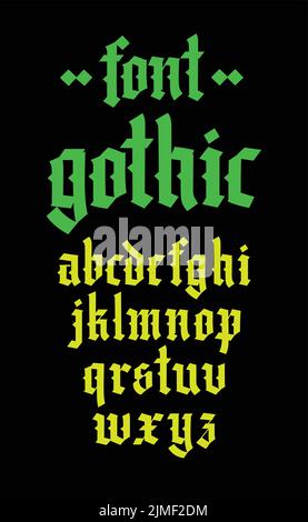 Gothic font from Latin letters. Vector. English alphabet. Medieval ...