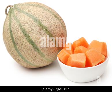Cantaloupe or rockmelon over white background Stock Photo - Alamy