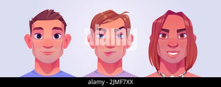 Men heads with different hairstyles. Handsome male characters avatars ...