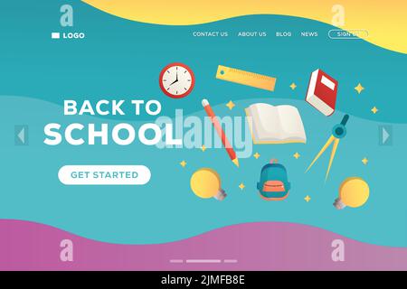 Back to school landing page template vector design. Teaching class ...
