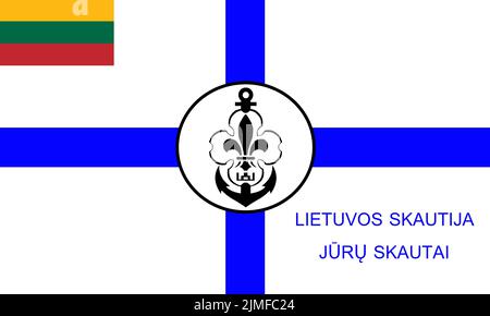 Top view of flag Sea Scout reverse lithuania. Lithuanian travel and ...