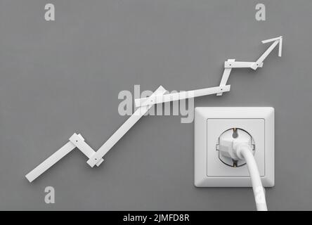 Power plug with rising arrow in front of background - 3D Illustration ...