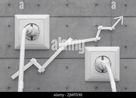 Power plug with rising arrow in front of background - 3D Illustration ...