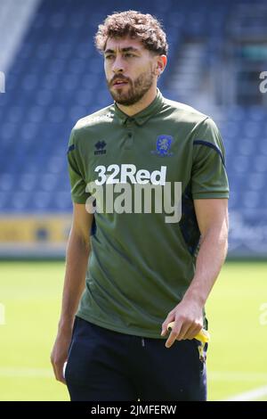 Matt Crooks #25 of Middlesbrough arrives at The Riverside Stadium ahead ...