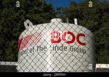 British Oxygen Company BOC liquid gas material in articulated tanker ...